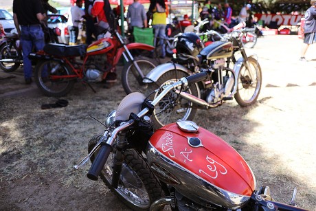 Custom Motorcycle Has Shack Leg Written Editorial Stock Photo - Stock ...