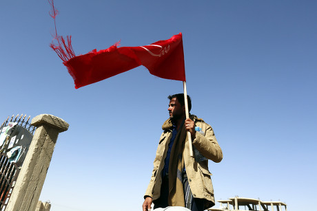 Prohouthi Shiite Muslim Holds Flag During Editorial Stock Photo - Stock ...