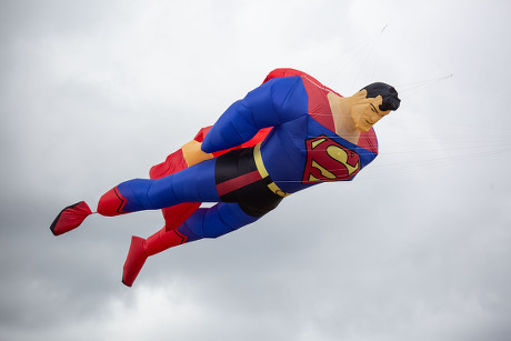 Giant Superman Kite Flying Wind During Editorial Stock Photo - Stock ...
