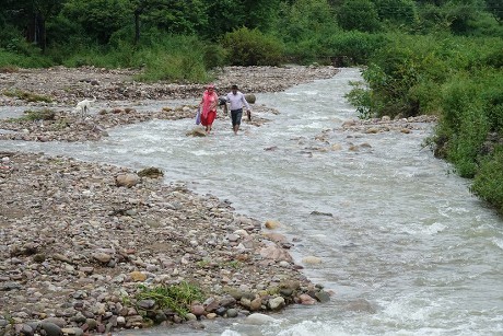 Local Walks Cross Rain Fed River Editorial Stock Photo - Stock Image ...