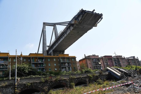 Part Partially Collapsed Morandi Bridge Hangs Editorial Stock Photo ...