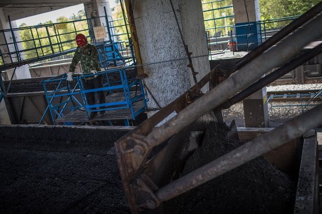 Worker Watches Process Loading Coal Onto Editorial Stock Photo - Stock ...