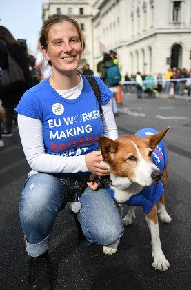 Participant Poses Her Dog Antibrexit Dog Editorial Stock Photo - Stock ...