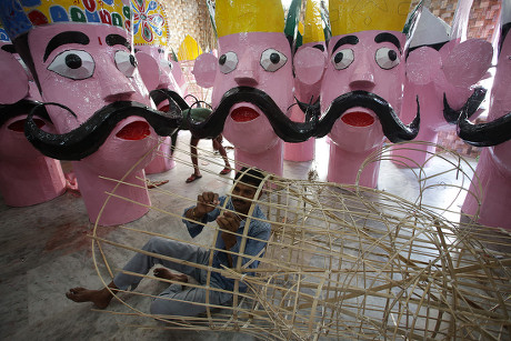 Indian Artist Prepares Effigies Mythical Demon Editorial Stock Photo ...