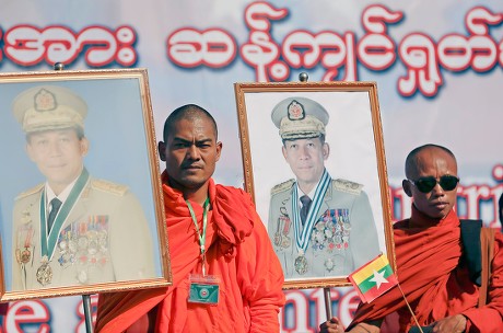Myanmar Nationalist Buddhist Monks Hold Portraits Editorial Stock Photo ...