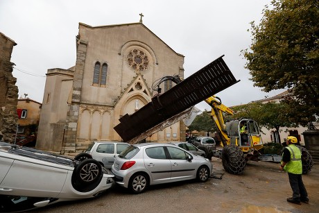 Digger Removes Cars Debris After Heavy Editorial Stock Photo - Stock ...