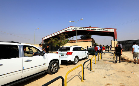 Vehicles Cross Jordan Syria Through Jabernassib Editorial Stock Photo ...