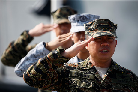 Philippine Navy Troops Salute While Singing Editorial Stock Photo ...