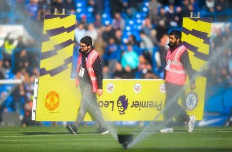 Premier League Sign Carried Onto Pitch Editorial Stock Photo - Stock ...