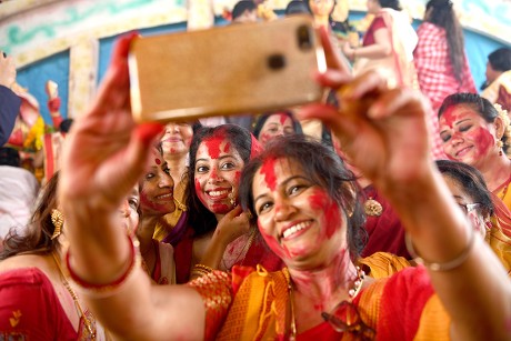 Women Celebrate During Sindoor Khela On Editorial Stock Photo - Stock Image | Shutterstock