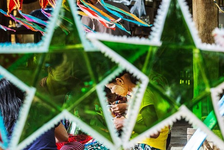 Myanmar Women Make Paper Lantern Thadinkyut Editorial Stock Photo ...