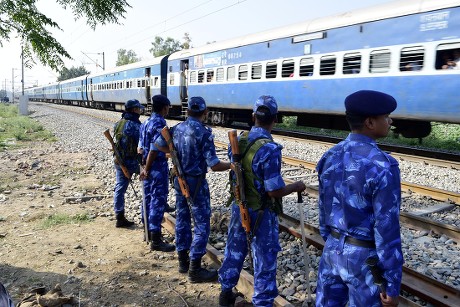 Security Personnel Stand Guard Near Railroad Editorial Stock Photo ...