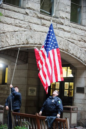 Deputies Raise American Flag Outside Allegheny Editorial Stock Photo ...