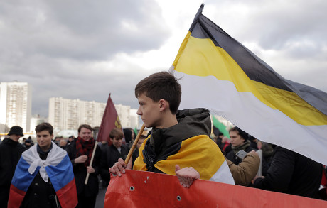 Russian Nationalist Carrying Russian Imperial Flag Editorial Stock ...