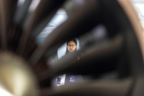 Woman Seen Trough Airplanes Engine During Editorial Stock Photo - Stock ...