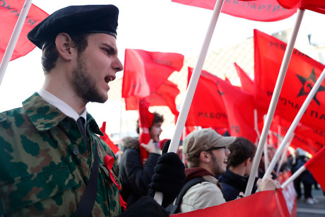 Russian Activists Communist Party Shout Slogans Editorial Stock Photo ...