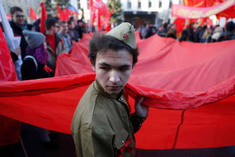 Young Russian Activist Communist Party Wearing Editorial Stock Photo ...