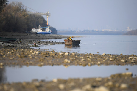 Extreme Low Water Level River Danube Editorial Stock Photo - Stock ...