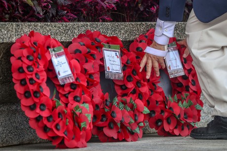 Poppy Wreaths Placed Foot Cenotaph During Editorial Stock Photo - Stock ...