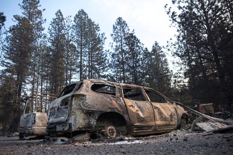 Burned Out Vehicle Sits Driveway Paradise Editorial Stock Photo - Stock ...