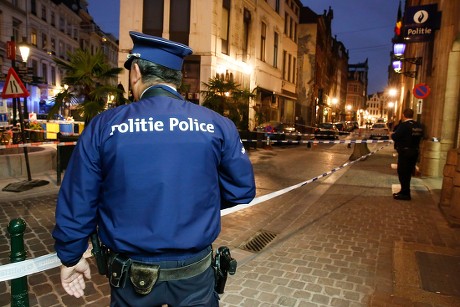 Policeman On Duty Front Brussels Police Editorial Stock Photo - Stock ...