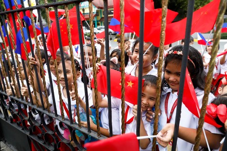 Filipino Elementary Students Hold Philippines China Editorial Stock ...