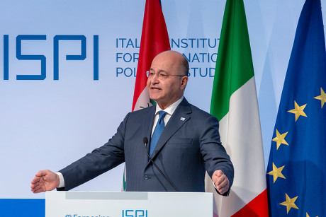 President Iraq Barham Salih Speaking Conference Editorial Stock Photo ...