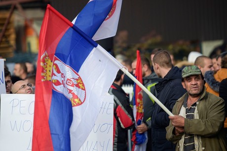 Kosovo Serbs Hold Banners Wave Serbian Editorial Stock Photo - Stock ...