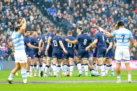 Scotland Team Huddle During Autumn Test Editorial Stock Photo - Stock ...