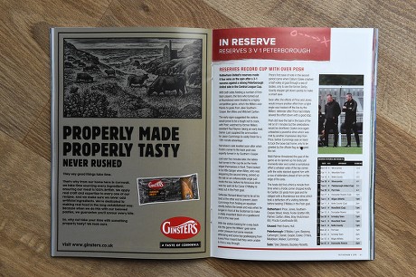 Ginsters Advert Match Day Programme Editorial Stock Photo - Stock Image ...