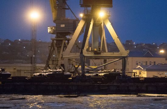 Ukrainian Tanks Stand On Pier Seaport Editorial Stock Photo - Stock ...