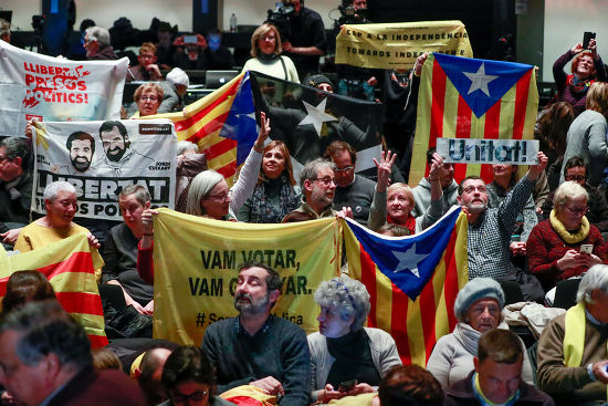 Catalan People Cary Banners Catalan Flags Editorial Stock Photo - Stock Image | Shutterstock