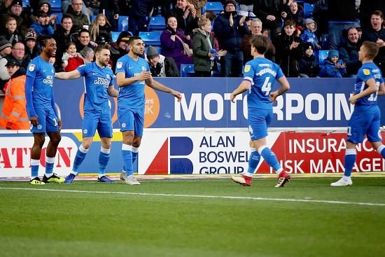 Peterborough United Players Celebrate Opening Goal Editorial Stock ...