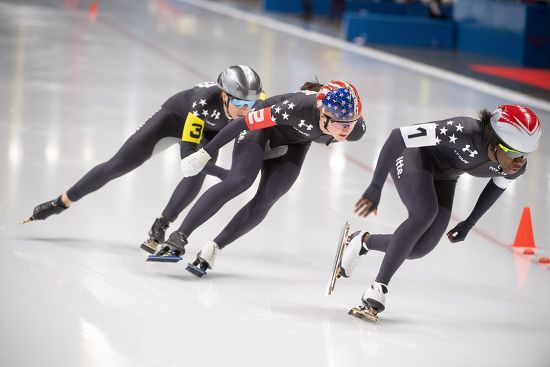 Us Skaters Action During Womens Team Editorial Stock Photo - Stock ...