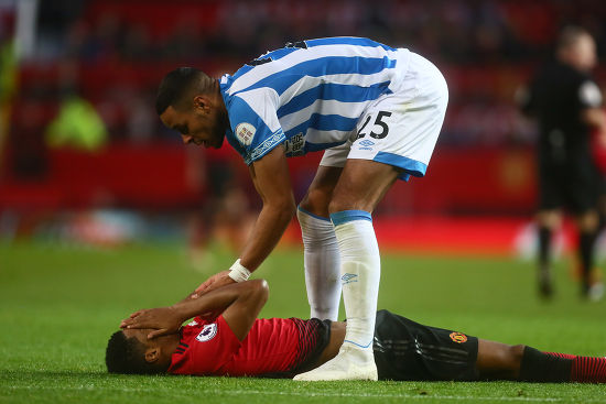 Huddersfields Mathias Jorgensen Marcus Rashford Manchester Editorial ...