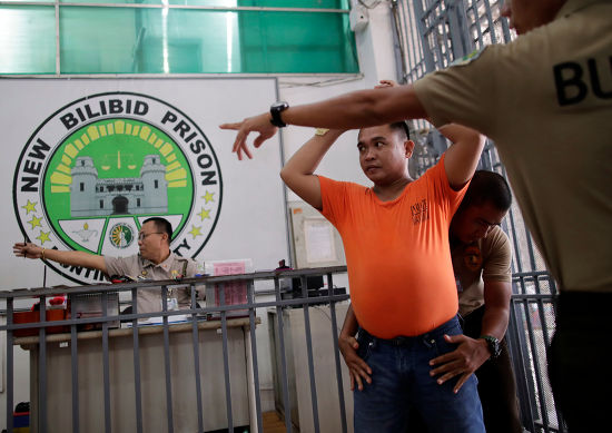 Filipino Jail Guards Frisk Inmate Following Editorial Stock Photo ...