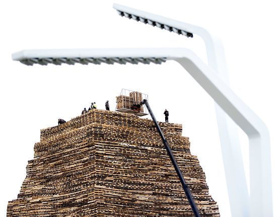 Huge Tower Wooden Pallets Build Traditional Editorial Stock Photo ...