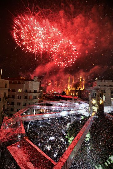 Fireworks Light Sky Over Beirut Editorial Stock Photo - Stock Image ...