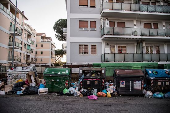Uncollected Garbage Litter Streets Rome While Editorial Stock Photo ...