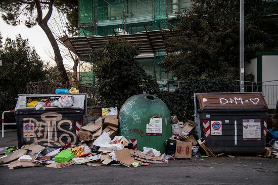 Uncollected Garbage Litter Streets Rome While Editorial Stock Photo ...