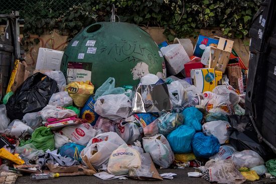 Uncollected Garbage Litter Streets Rome While Editorial Stock Photo ...
