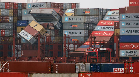 Overturned Containers Stack On Board Container Editorial Stock Photo ...