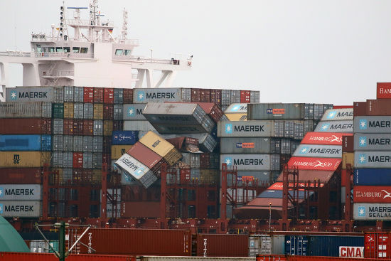 Overturned Containers Stack On Board Container Editorial Stock Photo ...