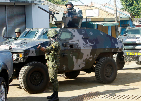 Philippine Government Troops On Armoured Vehicles Editorial Stock Photo ...