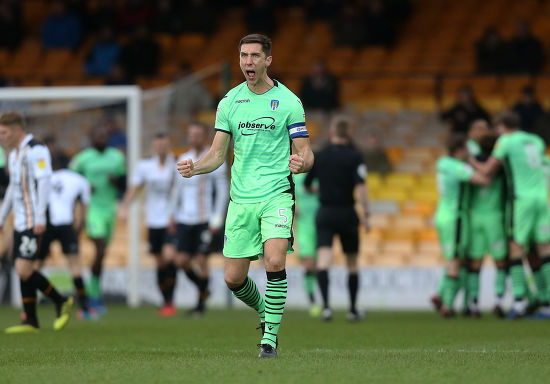 Colchester Uniteds Luke Prosser Celebrates First Editorial Stock Photo ...