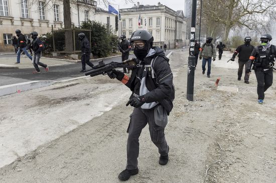 Police Officers Seen Flash Ball Gun Editorial Stock Photo - Stock Image ...