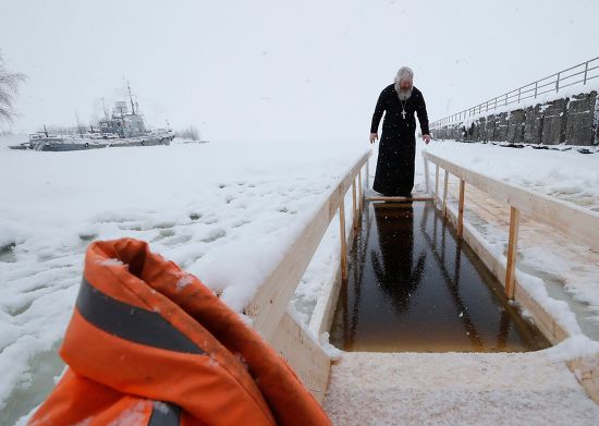 Russian Orthodox Priest Takes Icy Bath Editorial Stock Photo - Stock ...