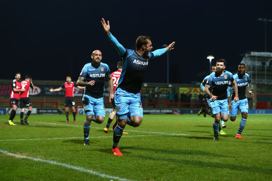Luke Wilkinson Stevenage Celebrates Scoring Last Editorial Stock Photo ...