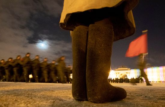 Russian Soldiers March During Rehearsal Military Editorial Stock Photo ...