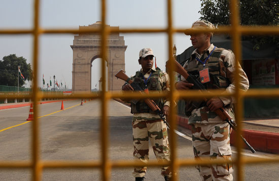 Indian Security Personnel Stand Guard Road Editorial Stock Photo ...